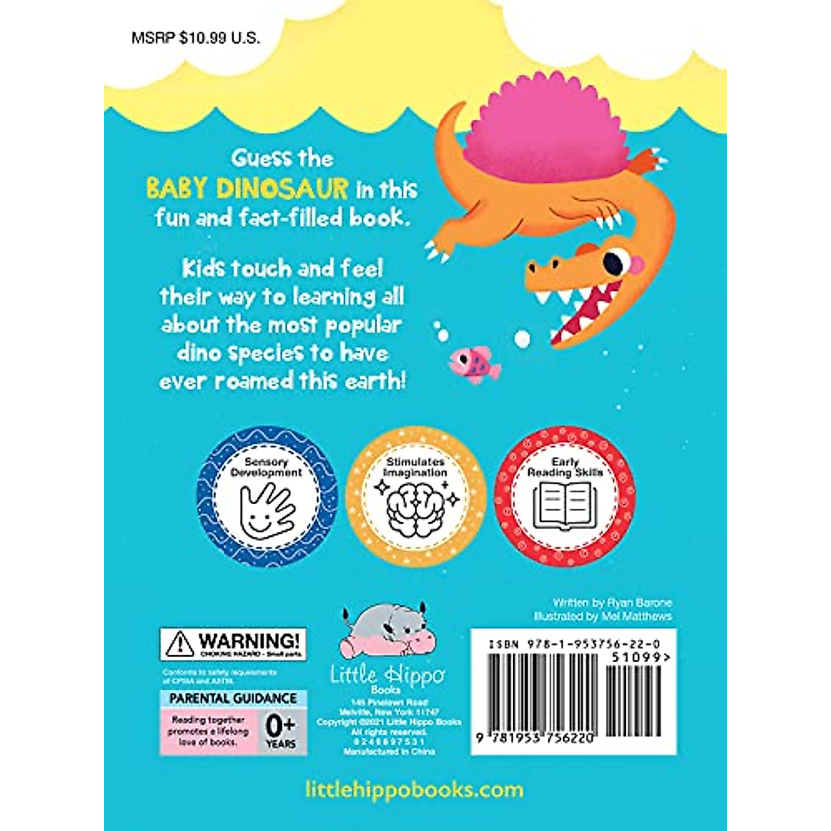 Baby Dinosaur - Silicone Touch and Feel Board Book - Sensory Board Book