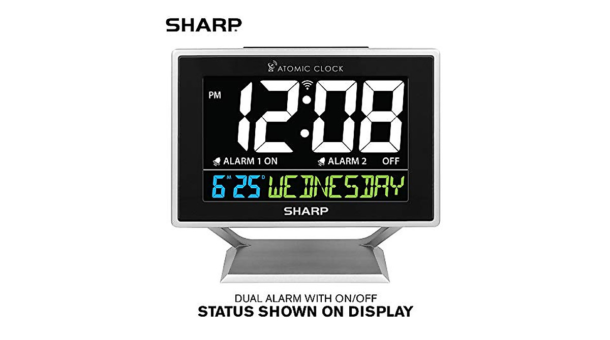 Sharp Atomic Dual Alarm Clock: Color Display & Accuracy