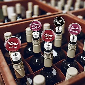 Set of 5 Funny Wine Stopper Wine Bottle Stopper Wine Gifts Accessories for Women Men Beer Beverage Wine Outlet Cap with Funny Sayings for Gifts Bar Holiday Party Wedding (Classic Color)