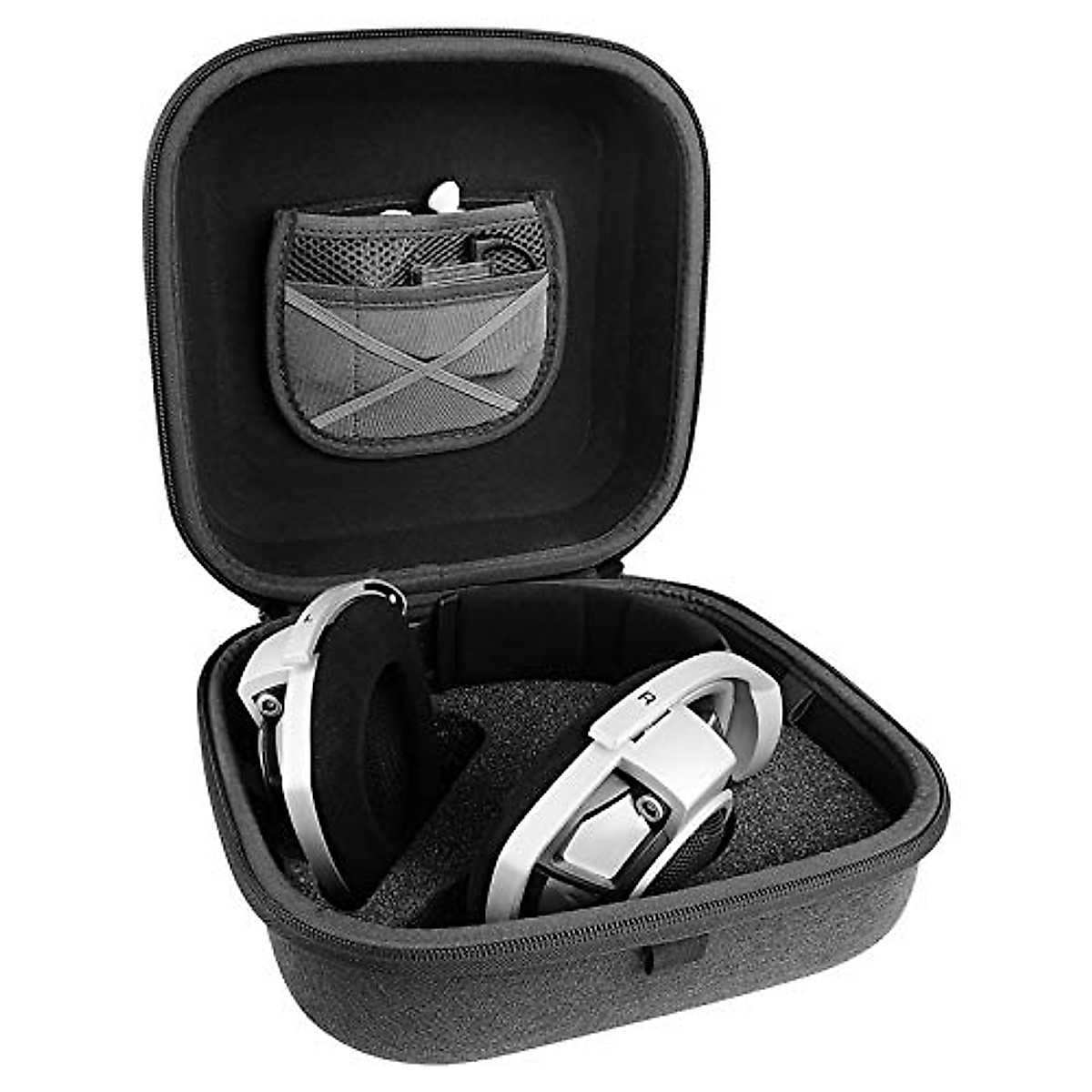 Geekria Shield Case for Large-Sized Over-Ear Headphones, Replacement Protective Hard Shell Travel Carrying Bag with Cable Storage, Compatible with Sennheiser HD660s 2, Beyerdynamic T1 (Drak Grey)