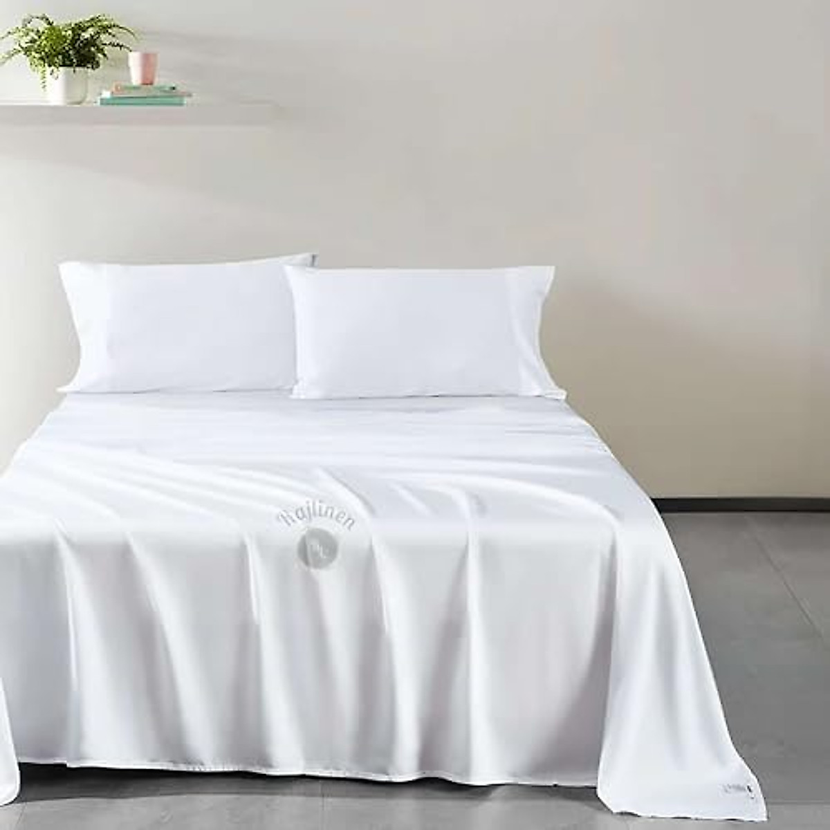 King Size Bed Sheets - 600 Thread Count Egyptian Cotton - 15 Inch Deep Pocket Fitted Sheet - Cooling Sheets - 4 Piece Premium Sheet Set for King Bed - White Solid