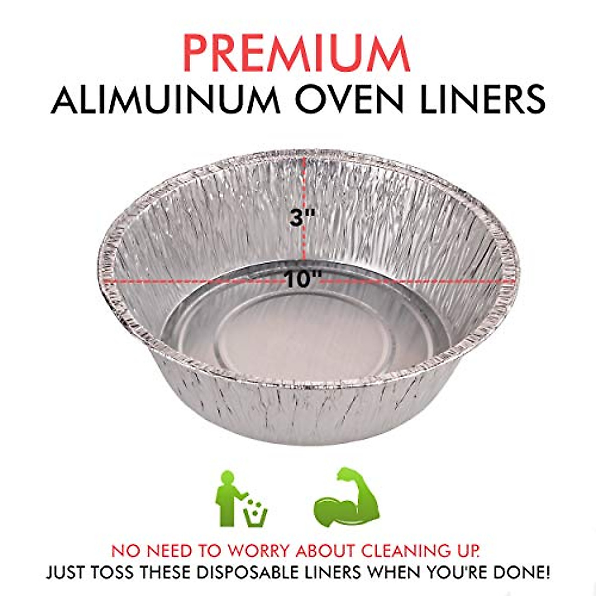 Stock Your Home Disposable Aluminum Foil Liners for Camping Dutch Ovens, 10"x3", Silver (12 Pack)