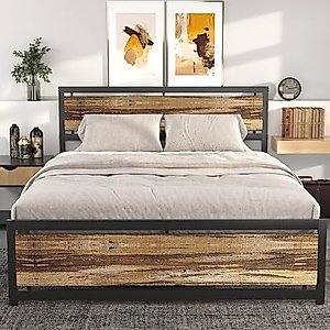 Pliwier Bed Frame with Headboard and Footboard, 13 Heavy Duty Bed Slats, 16 Sturdy Legs Support, No Box Spring Needed, Noise Free, Easy Assembly
