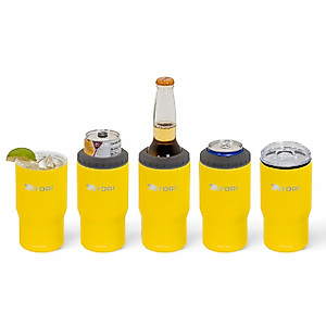 YOGI Voyager One Ceramic Lined All-In-One Tumbler Can Bottle Cooler with Flip-Up Handle - 12oz Limoncello