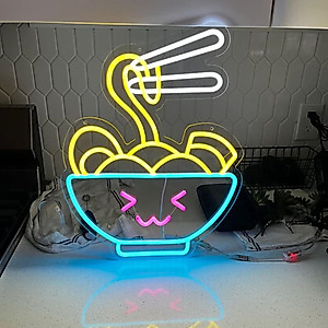 AMANYMX Ramen Neon Sign Custom Led Neon Signs for Wall Decor,Noodle Light Up Signs,Personalized Led Neon Signs for Resturant Home Kitchen Dinning Room Decorations,Size:17inch