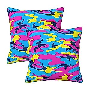 AFHYZY Camo Throw Pillow Covers Set of 2 Soft Pillow Case Protectors with Zipper Standard Size Pillowcase Covers Home Decor Couch Pillows 18"x18"