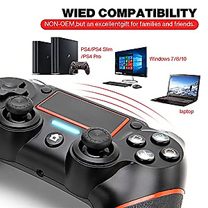VidPPluing Wireless Controller for PS4/Pro/Slim Consoles, Game Remote Controller with 6-Axis Motion Sensor/Audio Function/Charging Cable-Red