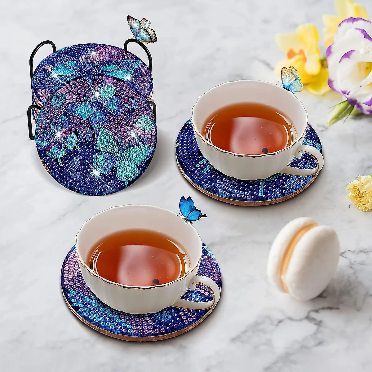 8 Pcs Christmas Christian Bible Verse Diamond Art Coasters Kits with Holder Bible Word Diamond Art Coaster with Cork Bases for Adults Diamond Kits Supplies for Holiday Present