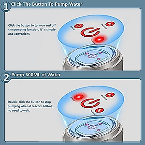 Water Pump for 5 Gallon Bottle, Electric 5 Gallon Water Dispenser Universal USB Charging Drinking Water Bottle Pump(Silver)