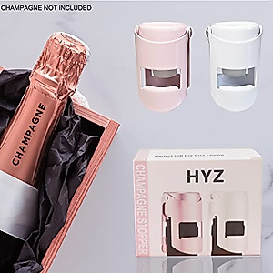 HYZ Champagne Stoppers 1*White 1*Pink, Professional Sparkling Wine Stopper for Prosecco, Cava and Bubbly, Champagne Bottle Cork, Saver, Sealer - Stainless Steel & Only Silicone Sealed