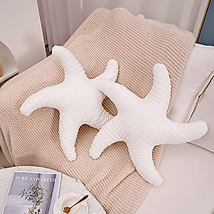 Marble Empire White Starfish Pillow Beach Themed Decorative Throw Pillows Soft Ocean Bedding Coastal Decor for Home Cute Star Shaped Stuffed Animal Plush for Small Couch Bed Bedroom Living Room