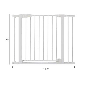 North States 5024129 30 x 29.75-40.5 in. Toddleroo White Metal Auto-Close Gate