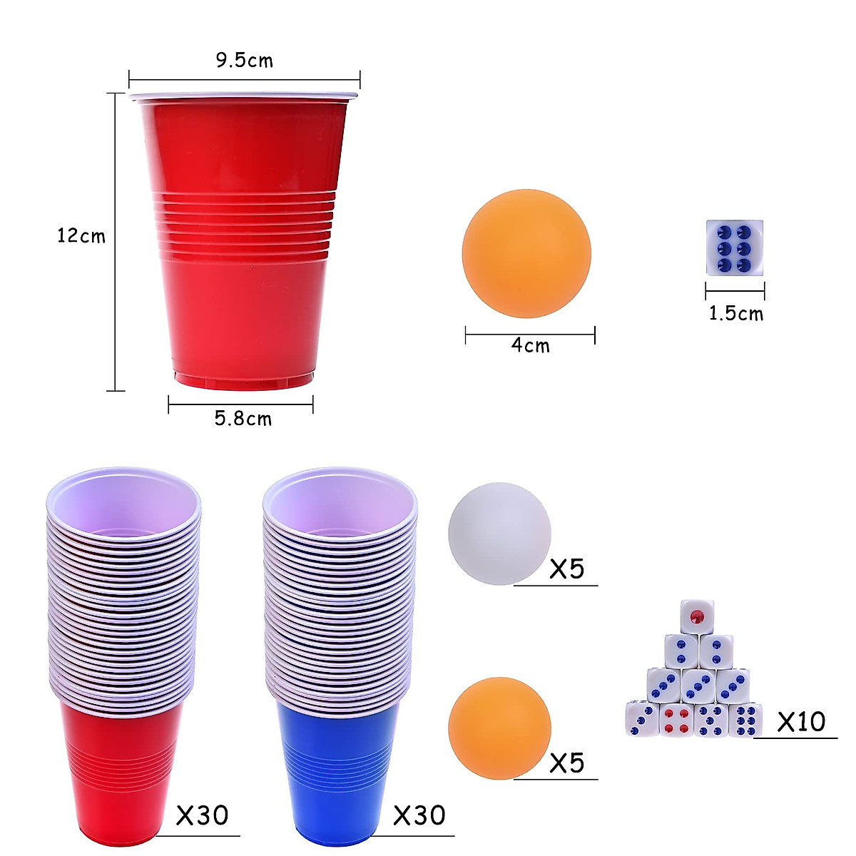 GOLDGE 16 Oz Plastic Party Cups in Red and Blue (60 Pack) with 10 Pack ping Pong Balls, Cup Pong Game Set for Drinks, Soda, Punch, Barbecues, Picnics - Stock Your Home