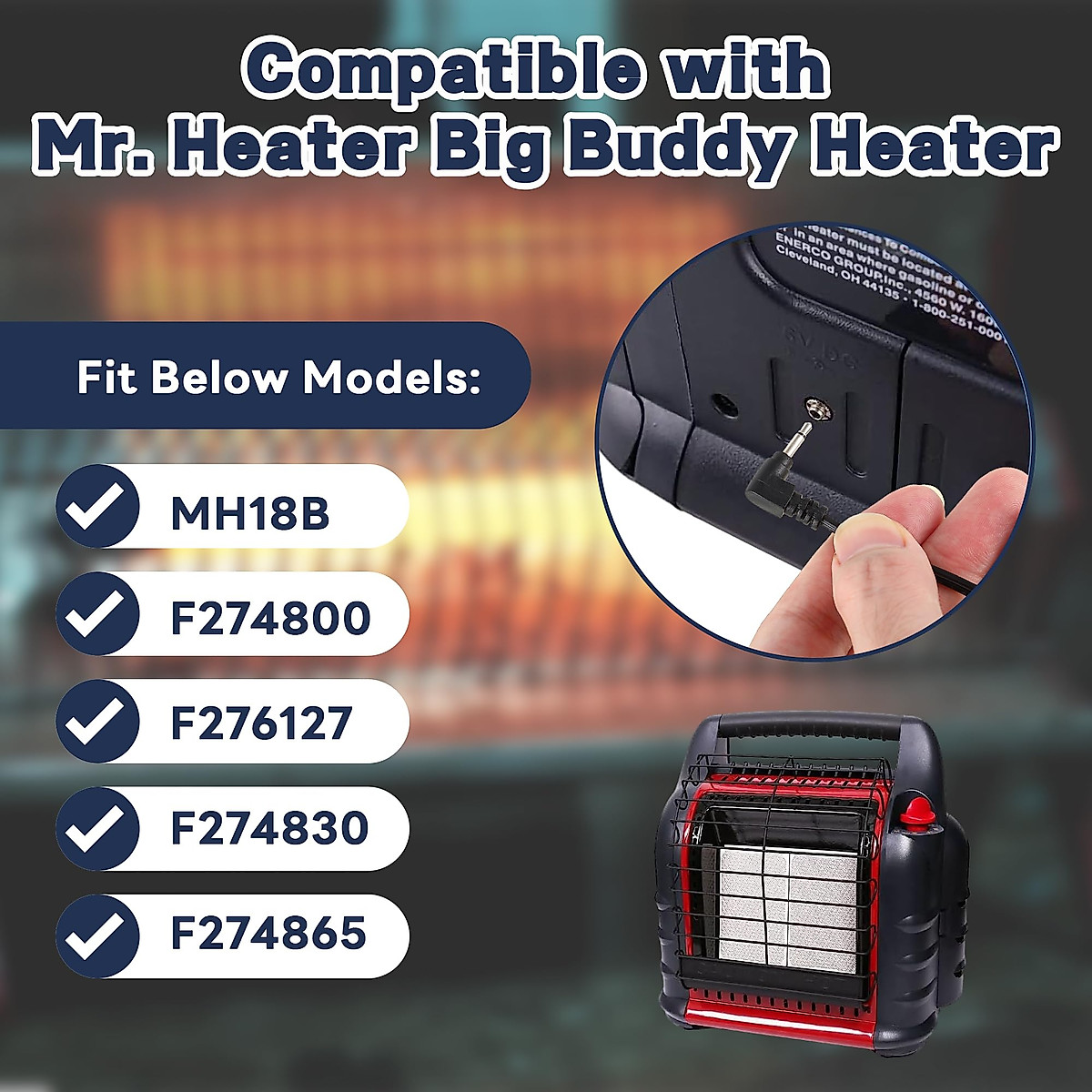 Dreyoo 1 Pack Power Adapter Tools Improvement Compatible with Mr. Heater Big Buddy Heater, 6V 800mA AC to DC Replacement Power Cord Heater Accessories, 6.7 FT Long for HVAC Building Supplies Heaters