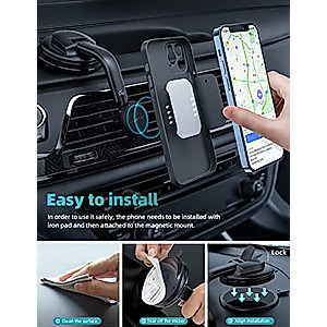 ACEFAST Magnetic Phone Car Mount, Universal Phone Car Holder Low Installation Height Built-in Four N52 Super Strong Magnets Large Sticky Base Suction Cup Dashboard Windshield Flexible Installation