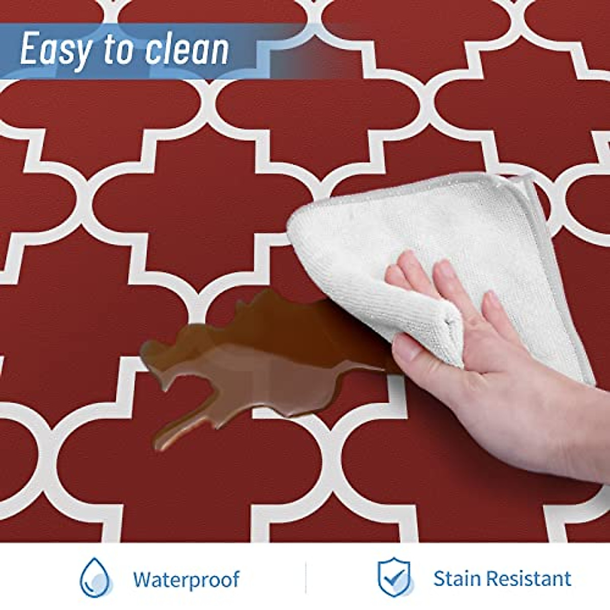 4/5 Inch Thick Kitchen Rugs, Kitchen Mat, Anti Fatigue Floor Mat, Waterproof Mats & Rugs, Heavy Duty PVC Ergonomic Comfort Standing Foam for Kitchen, Home, Office, Sink, Garage, 17.3"x28", Red