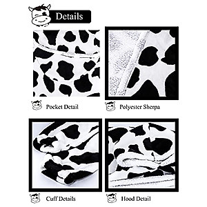 IamaCos Wearable Blanket Hoodie Cow Spot, Oversized Pullovers Sherpa Blanket Sweatshirt, Warm Cozy Throw Blanket, Thick TV Blanket for Women Men, Sofa Napping Working Camping Trip, One Size Fits All