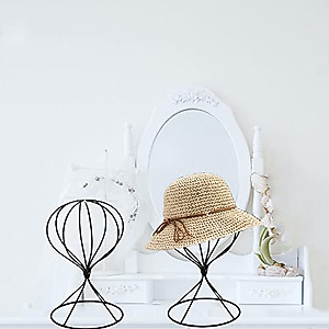 Mydio 2 Pieces Modern Metal Hat Stands Durable Stable Metal Hat Cap Rack Wigs Holder, Metal (black)