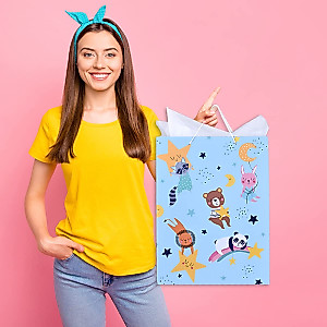 ZGORENDZ 2 Pack Extra Large Gift Bags 16.5" with Tissue Paper for Birthday Party Favors, Shopping, Baby Shower