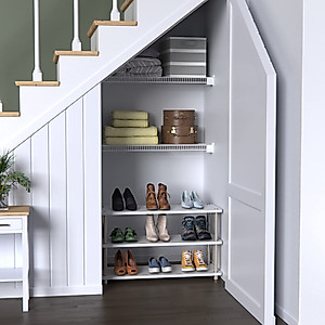 ClosetMaid 3-Tier Shelf Organizer Unit for Shoes, Accessories, Hats, Purses, Bags, in Entryway or Closet, Wood Shelves with Metal Frame, White