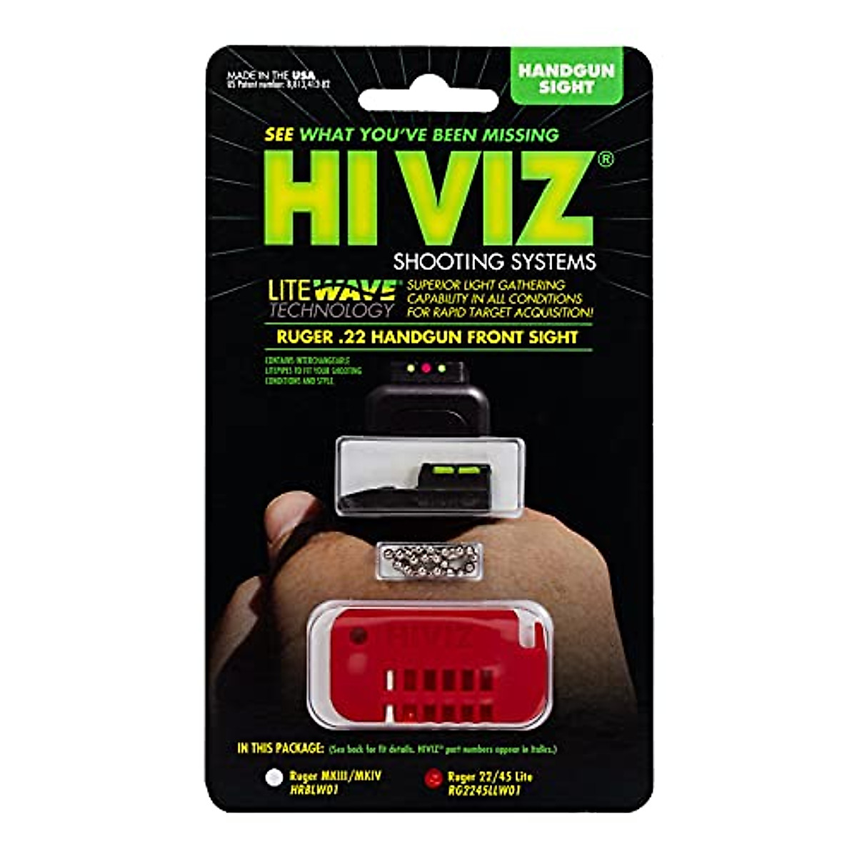 HIVIZ RG2245LLW01 Interchangeable Front Handgun Sight for Ruger 22/45 Lite Model