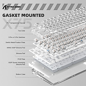 ATTACK SHARK X75 Hotswap Mechanical Gaming Keyboard with USB C Coiled Cable,TKL Tactile Switch,RGB LED,Gasket Mounted,Custom OSA Profile Clear Keycaps for PS4 PS5 Xbox Mac PC Gamer(White,Outemu)