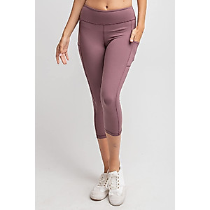 Hype Up Women's High Waisted Buttery Super Soft Capri Length Activewear Leggings with Side Pockets (S-3X)