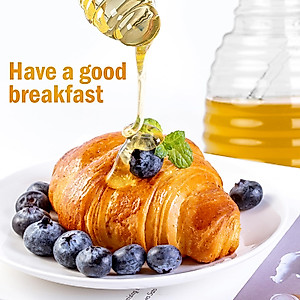 SlZKADY 15.5 Oz Honey Pot with Dipper and Lid,Glass Honey Jar,Honey Dispenser,Clear Glass Honey Container for Home Kitchen,Store Honey and Syrup,Easy to Clean