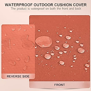 Favoyard Patio Chair Cushion Cover 24 x 24 Inch Waterproof Outdoor Seat Cushions for Patio Furniture 3-Year Color Fastness Pads with Handle and Adjustable Straps Set of 2, Spice
