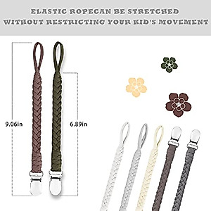 Duludulu 7 Pcs Braided Pacifier Clip, Pacifier Clips for Boys & Baby Girls, Pacifier Holder Clip Binky Clips Handmade Cotton Modern Unisex Pacifier Smoother Clip Fits All Pacifiers