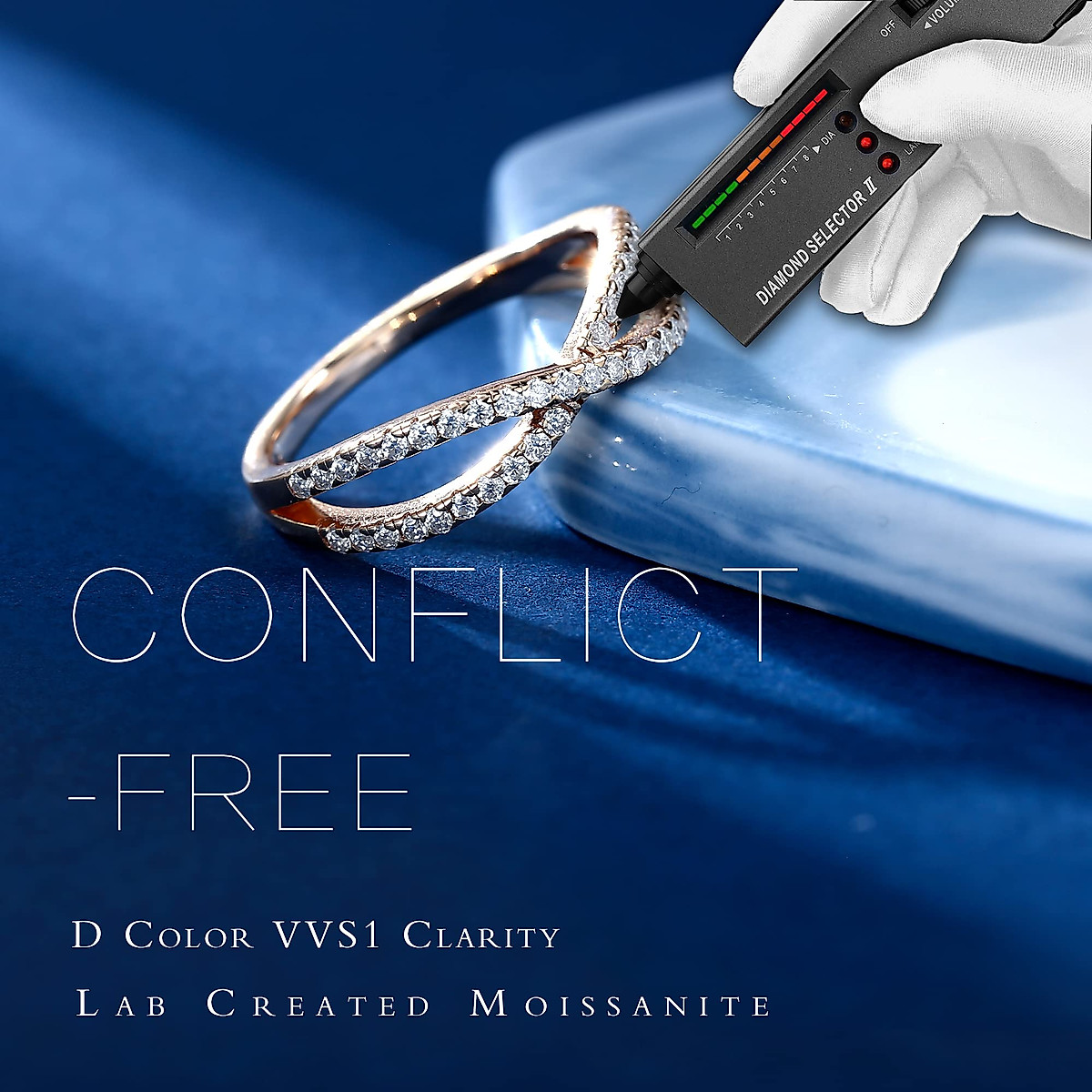 MOOSEA Infinity Moissanite Rings for Women, D Color VVS1 Clarity Lab Created Diamond Anniversary Rings 14K Yellow Gold Vermeil Moissanite Wedding Band for Women Jewelry Gifts