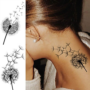 EGMBGM 13 Sheets Beautiful Dandelion Temporary Tattoos For Women Realistic Flying Dandelion Birds Butterfly Fake Tattoos Flowers For Girls Kids Hand Wrist Neck Decoration Temp Tatoos Temporary Sticker
