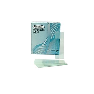 Premiere Microscope Slides with Ground Edges, Frosted End, Precleaned, 10 Gross per case, 1,440 Slides