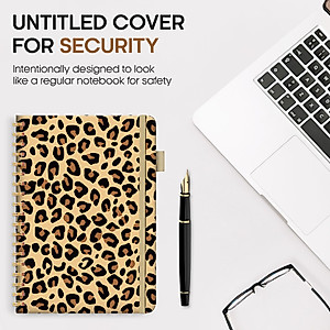 Password Book with Alphabetical Tabs, 5.5" x 6.7" Spiral Password Book, Small Password Books for Seniors, Password Keeper Book to Help You Stay Organized - Leopard