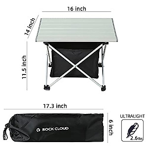ROCK CLOUD Portable Camping Table Ultralight Aluminum Camp Table with Storage Bag Folding Beach Table for Camping Hiking Backpacking Outdoor Picnic
