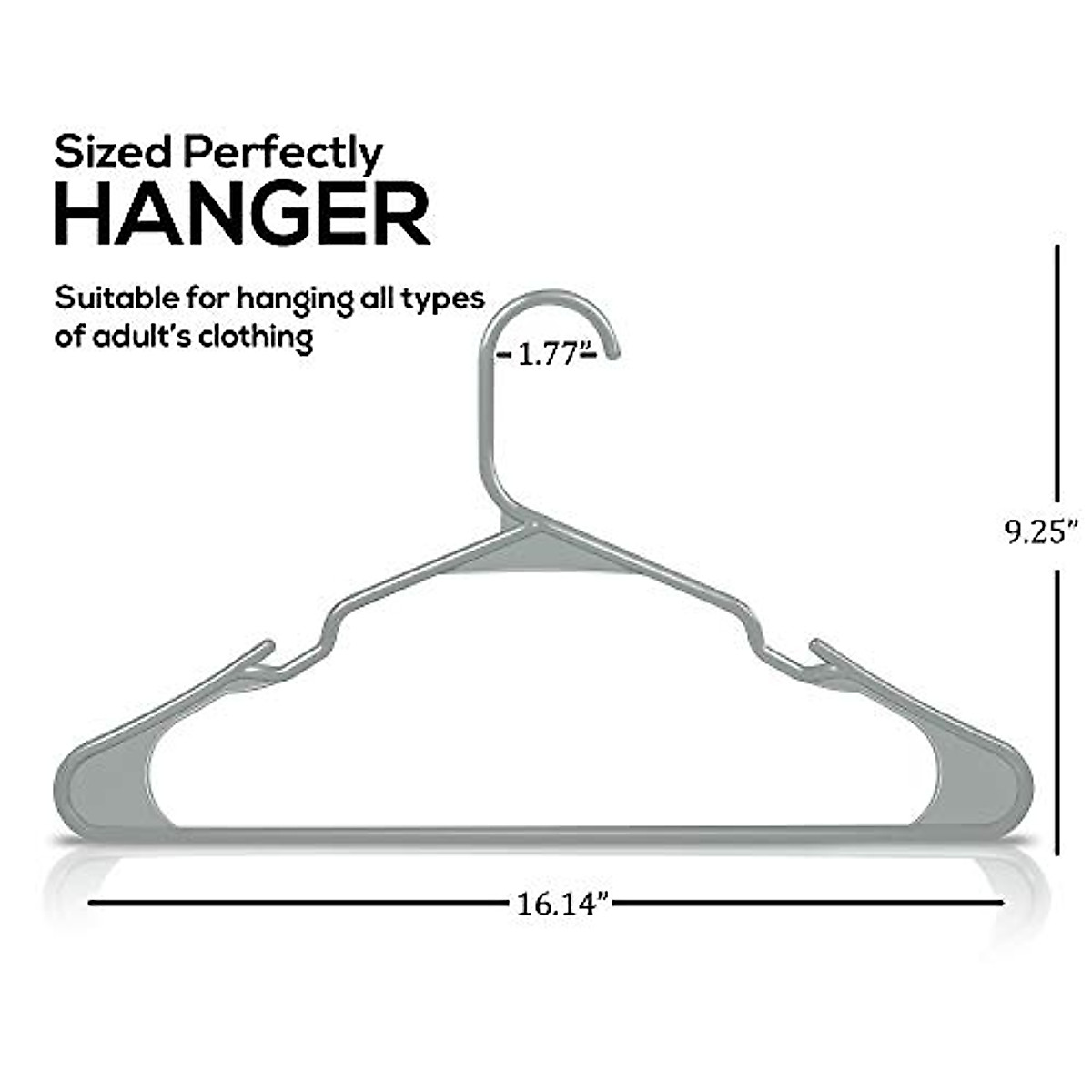 Utopia Home Plastic Hangers - Durable & Space Saving Coat Hanger - Shoulder Grooves & Hooks – Sleek and Slim Hangers for Coats, Pants, Dress (Pack of 100, Gray & White)