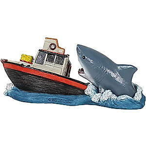 Penn-Plax Jaws Officially Licensed 2-Piece Aquarium Ornament Bundle – Includes Boat Attack and Shark Swim-Through – Small