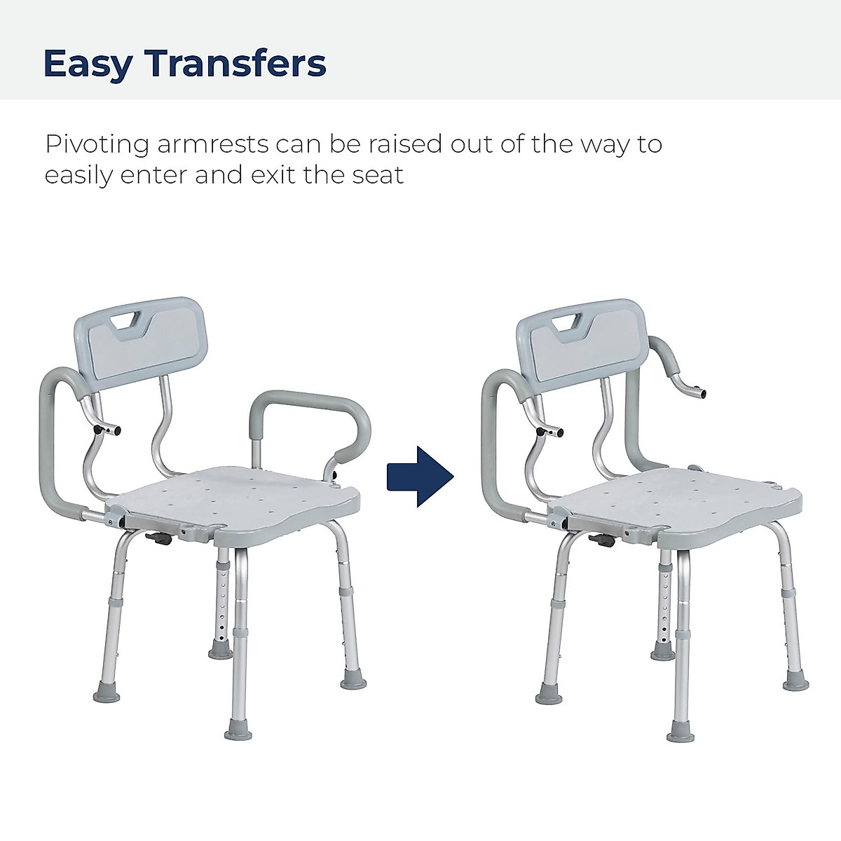 Drive Medical PreserveTech 360-Degree Swivel Shower Chair with Arms & Back, Grey