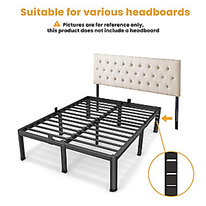 14 Inch Full Size Platform Bed Frame with Under-Bed Storage Space, Heavy Duty Metal Bed Frame No Box Spring Needed, Sturdy Round Corner Bed Frame Strong Bearing Capacity, Easy Assembly, Noise Free