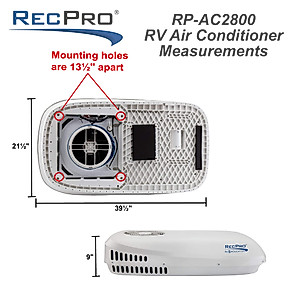RecPro RV Air Conditioner Low Profile 9.5K Non-Ducted | Optional Heat Pump | Quiet AC | Cooling Only | RV AC Unit | Camper Air Conditioner (Do Not Include Heat Pump, White)
