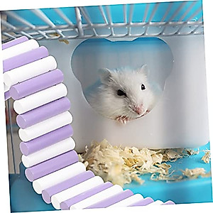 FUOYLOO Hamster Climbing Ladder Pet Toys Chew Toys Chinchilla Chew Toys Wood Rat Ladder Small Animal Climbing Toys Ladder Bridge Hanging Hamster Swing Hamster Accessory Blue Parrot