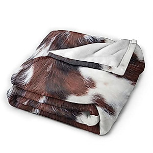 Brown Cow Blanket Cow Print Throw Blanket, Lightweight Flannel Fleece Blankets with Cow Print for Couch (Fleece Cow Blanket for Adult Kid 2, 60"x50")