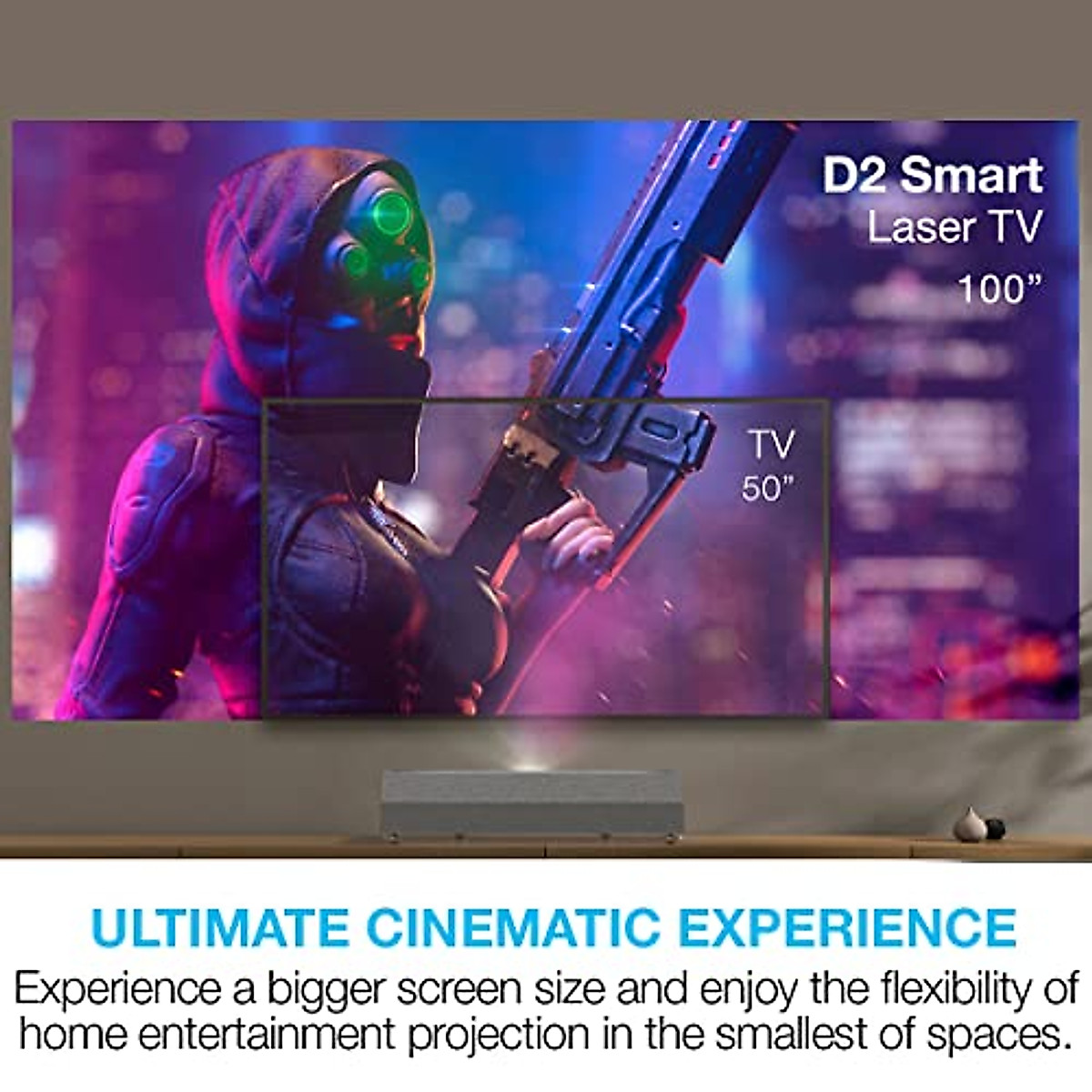 Optoma CinemaX D2 Smart White True 4K UHD Laser Projector with Android TV for Home Theater | Ultra-Short Throw | Bright 3,000 Lumens with HDR 10 | eARC Audio