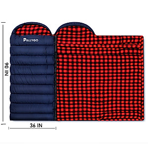 PALLYGO 0 Degree Sleeping Bag Cotton Flannel Sleeping Bags for Adults Cold Weather Camping Winter Zero Degree Warm Weather Big and Tall Right Zip