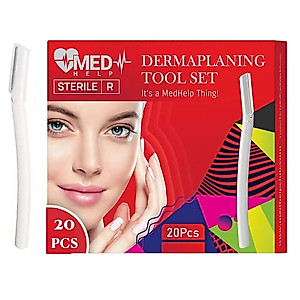 MedHelp Multipurpose Exfoliating Dermaplaning Tool for Face, Flawless Finishing Touch, Eyebrow Razor and Facial Razor for Women,With Blade Cover, 20 Count, 1 Pack of 20