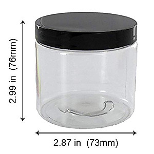 Aromine 2oz Clear Jars with Lid, 12 Pack, Round PET Plastic Jar Container with Blank Labels (BPA Free)