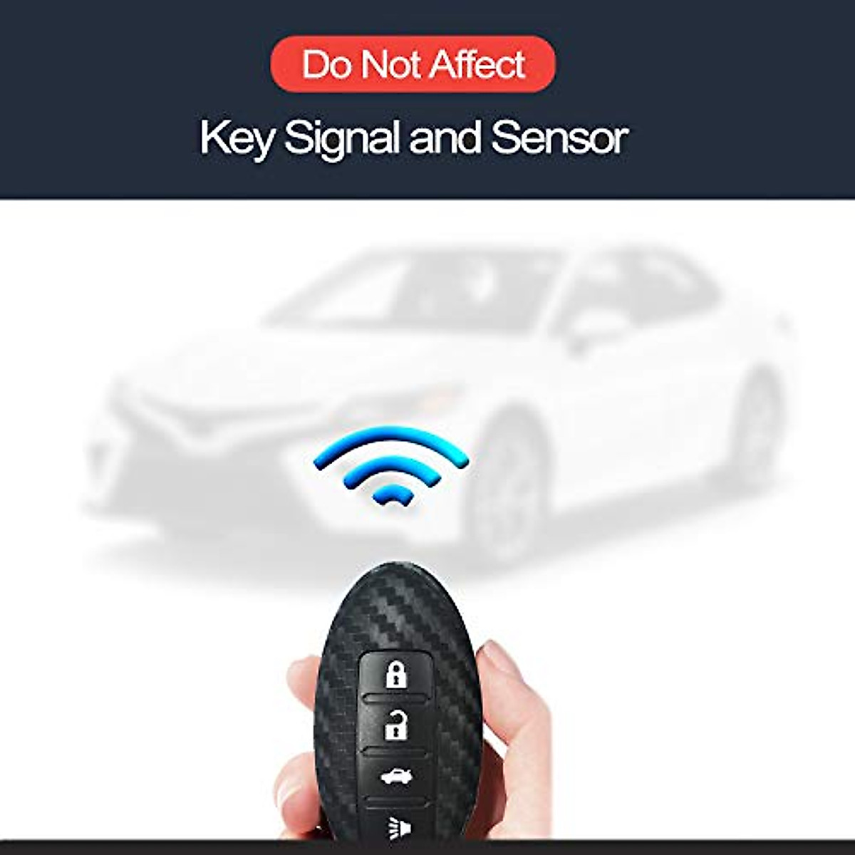 2pcs Compatible with Nissan 4 Buttons Smart Carbon Fiber Looks Silicone Case Remote Key Fob Cover for 2002-2018 Nissan 350Z Altima Armada GT-R Maxima Murano Quest Sentra, Infiniti FX35 FX37 Q40 Q45