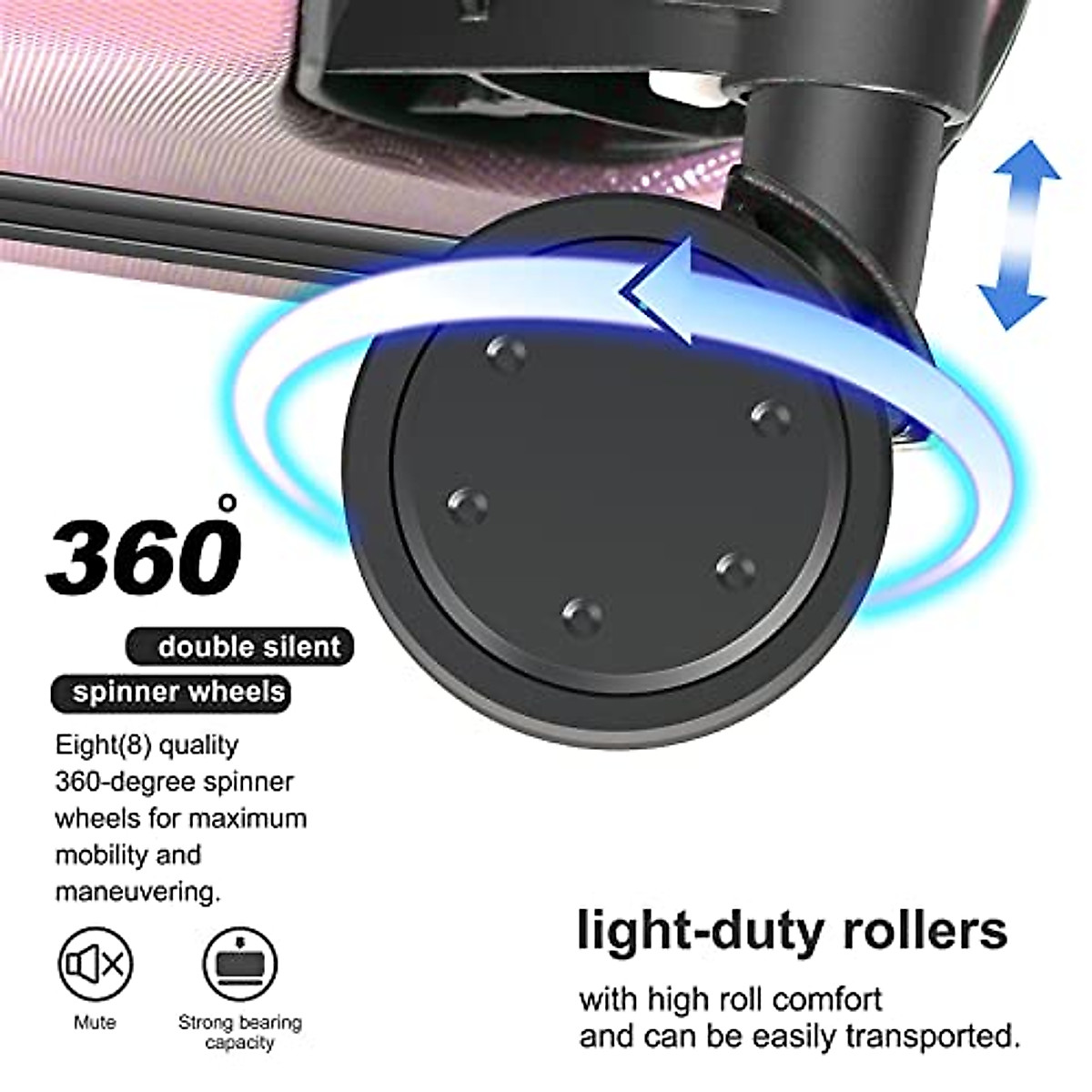 24 Inch Luggage PC+ABS Hardshell Suitcases with Spinner Wheels TSA Lock for Travel, Check-in.