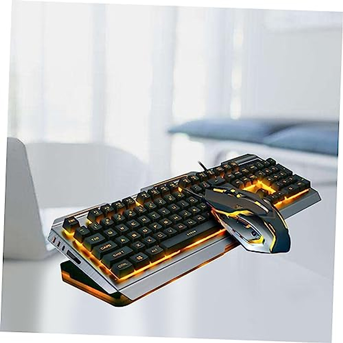 UKCOCO Backlit Keyboard Gaming Backlit Keyboard Wired Mechanical Keyboard Mechanical Mouse Mechanical Keyboards Cool LED Keyboard Gamer Mouse Set Gaming Keyboard Mechanical Feel Computer