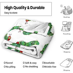 Sonernt Throw Blanket for/Couch/Bed Plush Blankets and Throws Very Hungry Caterpillar Flannel Fluffy Warm Cozy Blanket for Kids Girl Boy Dad Mom,40x50 Inches
